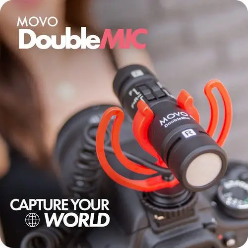 MOVO Doublemic V2 Two-sided Shotgun Mic For Camera Vloggingdual Capsule External Microphone For Iphone, Android