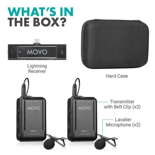 MOVO Edge-di-duo Dual Wireless Lavalier Microphone System For Iphone & Ipad