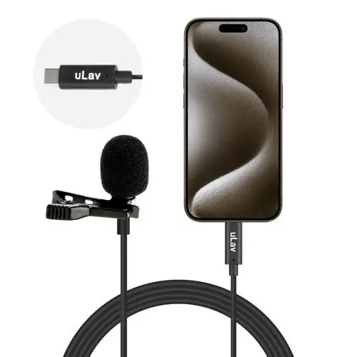 MOVO Ulav-l Digital Lavalier Omnidirectional Clip On Microphone With Usb-c Connector - Black