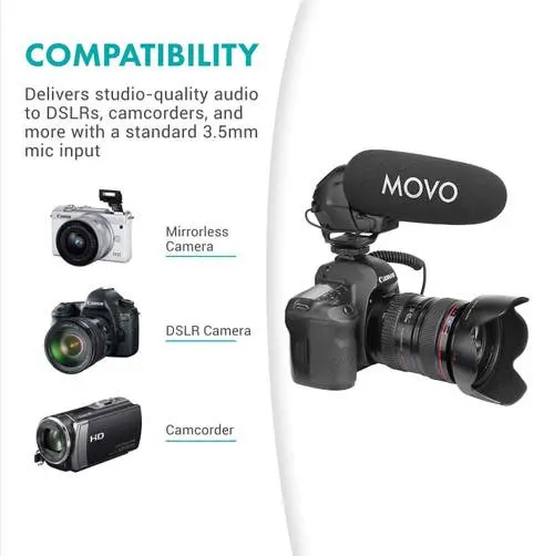 MOVO Vxr3031 Shotgun Microphonesupercardioid On-camera Shotgun Mic