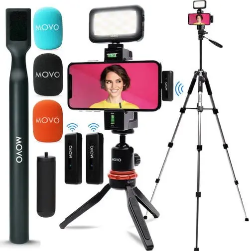 MOVO Ivlogger Wireless Vlogging Kit With Fullsize Tripod For Iphone - Black