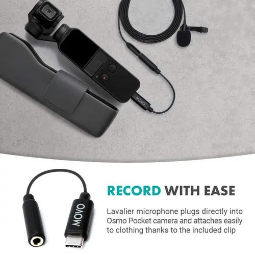 MOVO Dm1p Omnidirectional Lavalier Microphone Compatible With The Dji Osmo Pocketlapel Mic