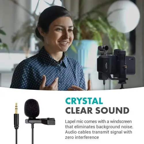 MOVO Dm1p Omnidirectional Lavalier Microphone Compatible With The Dji Osmo Pocketlapel Mic