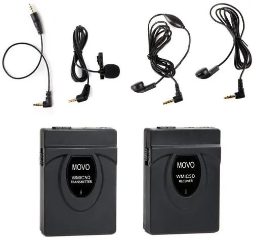 MOVO Wmic50 2.4ghz Wireless Lavalier Microphone System For Cameras - Black
