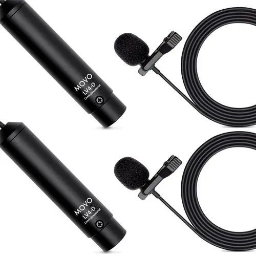 MOVO Lv4-o2 Omnidirectional Lavalier Mic Setxlr Phantom Powered - Black