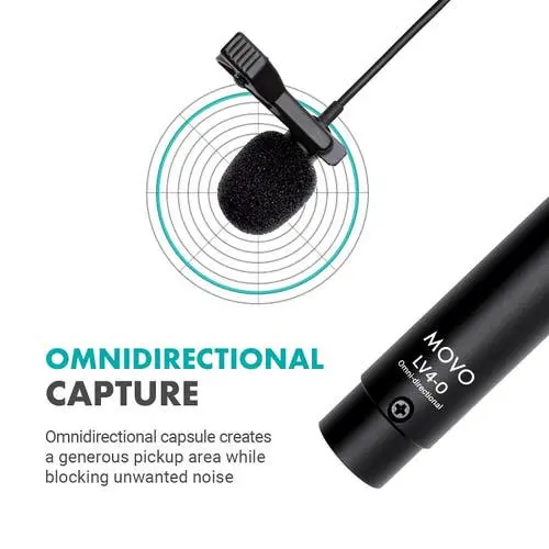 MOVO Lv4-o2 Omnidirectional Lavalier Mic Setxlr Phantom Powered
