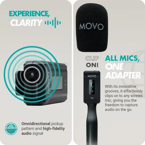 MOVO Wmx-2-l Wireless Lavalier Microphone For Iphone/lightning Devices With Wmx-hm Handheld Adapter
