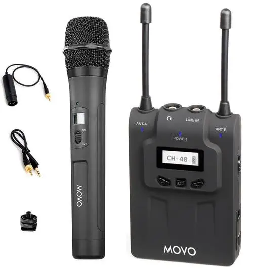 MOVO Wmic80 Uhf Wireless Handheld Microphone System - Black