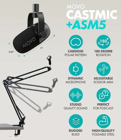 MOVO Podpro-a Portable Podcasting Bundle For 2 For Smartphones And Computers