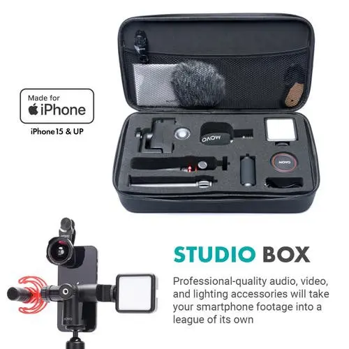 MOVO Ivlog1-ip Vlogging Kit For Iphone 15/16 And Up With Fullsize Tripod, Mic, Light