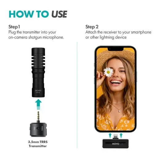 MOVO Vxr10 Shotgun Mic With Wm-vxr10 Wireless Microphone Adapter And Tripodfor Lightning Compatible Iphones