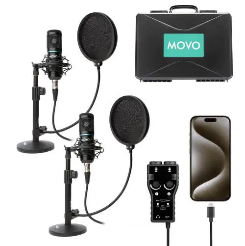 MOVO Iphone 15/16 Usb-c Podcast Equipment Bundle Compatible With Iphone 15/16