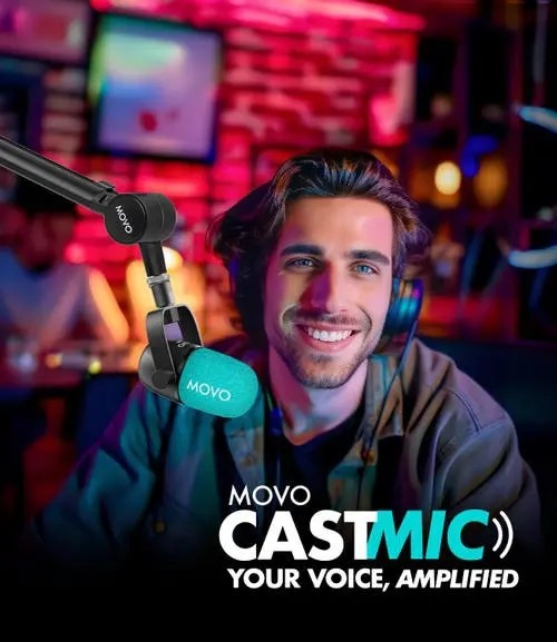 MOVO Castmic Dynamic Xlr Podcast Microphone For Pc, Gaming, Streaming, Youtube
