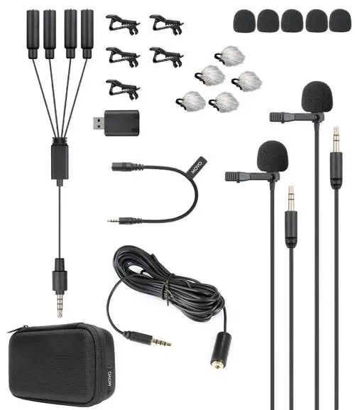 MOVO Versalav-v2 Lavalier Microphone Set For Smartphones, Computer - Black