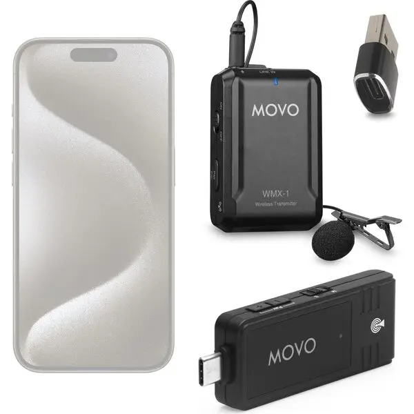 MOVO Wireless Usb-c Microphone System For Android And Iphone 15 And Up - Black