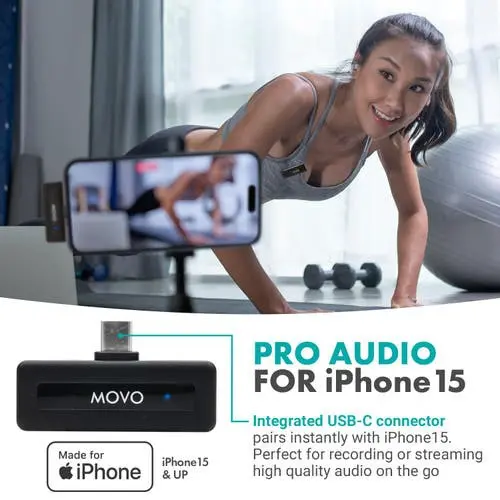 MOVO Wireless Mini Usb-c Wireless Microphone For Iphone 15 And Up
