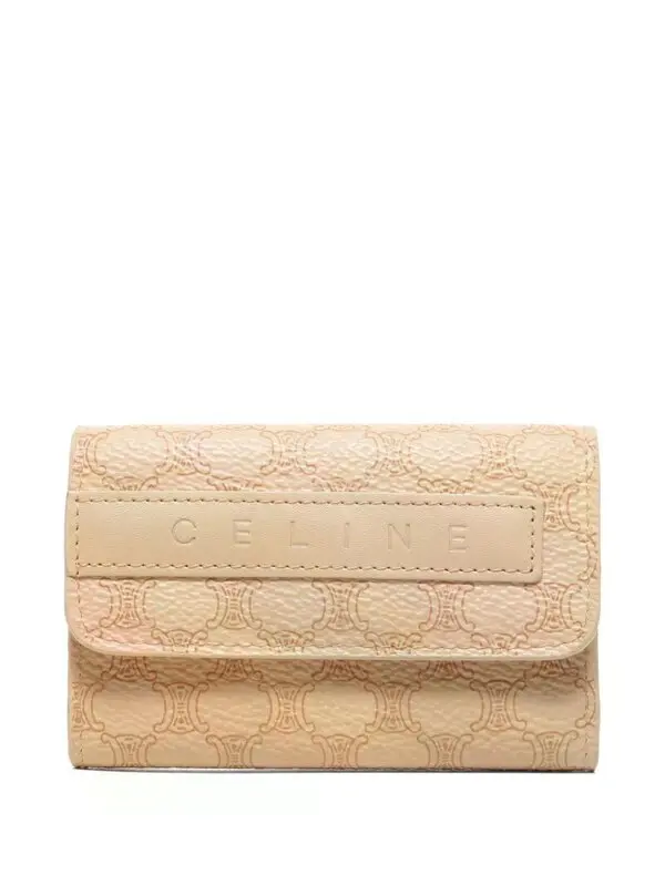 Celine 1990-2000 Embossed Key Case - Neutrals