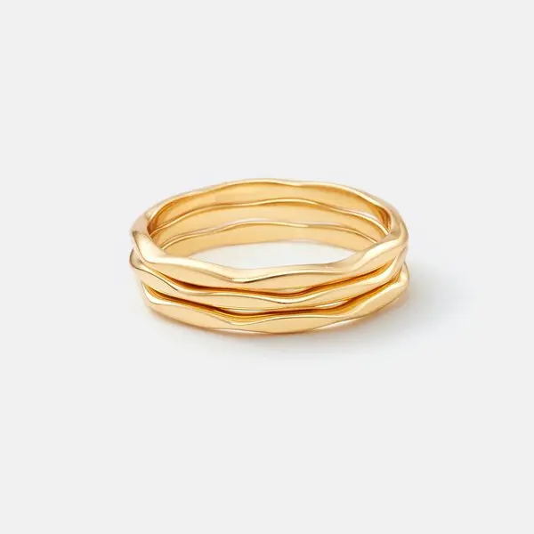 SARA PATINO Hammered Stacking Rings Set Of 3 - Gold