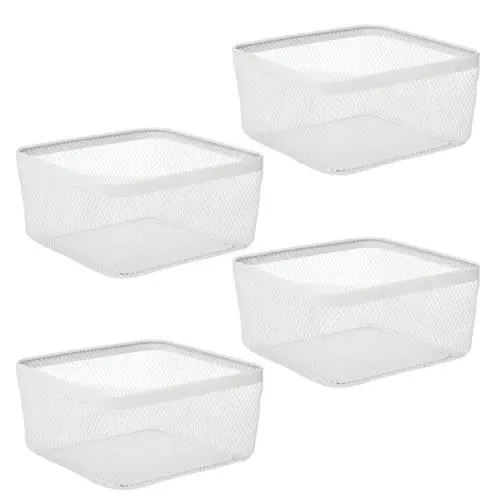 MDESIGN Metal Mesh Pantry Basket For Kitchen Storageset Of 4 - White