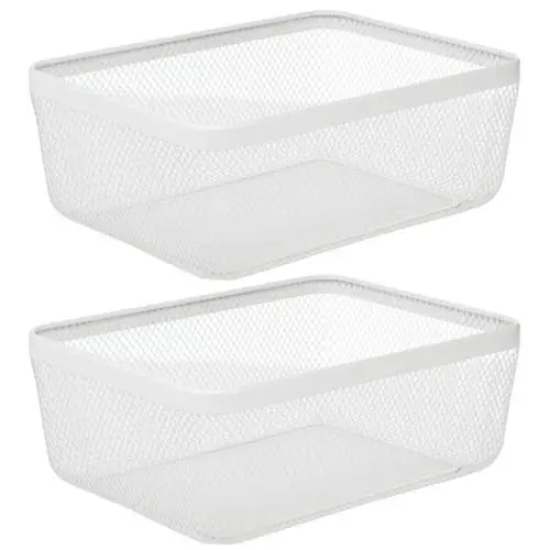 MDESIGN Metal Mesh Pantry Basket For Kitchen Organization And Storageset Of 2 - White