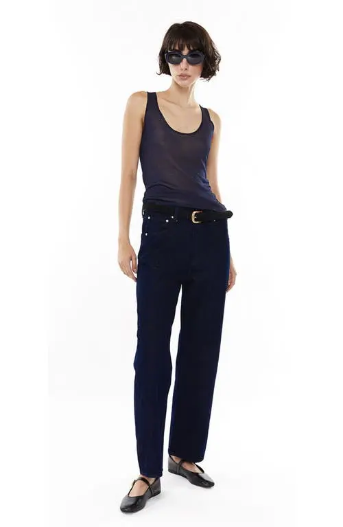 MOTHER OF ALL Moa High Waist Straight Leg Denim - Dark Denim