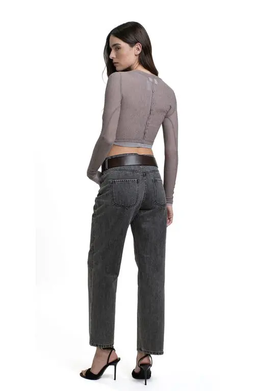 MOTHER OF ALL Moa High Waist Straight Leg Denim - Gray
