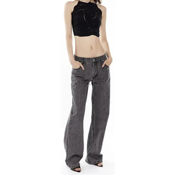 MOTHER OF ALL Moa Mid-waist Wide-leg Jeans - Gray