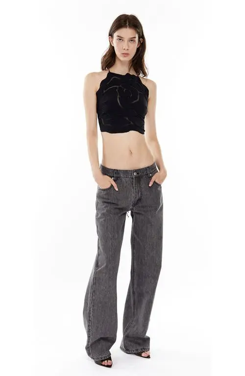 MOTHER OF ALL Moa Mid-waist Wide-leg Jeans - Gray