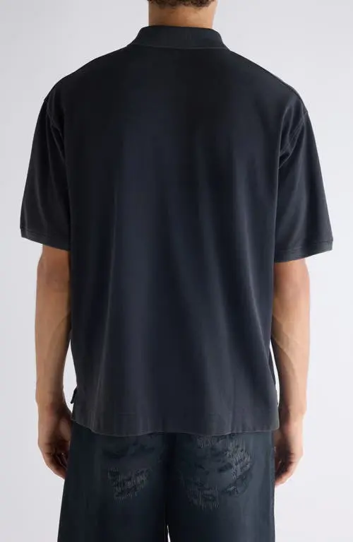 Acne Studios Egnes Logo Cotton Piqué Polo - Black