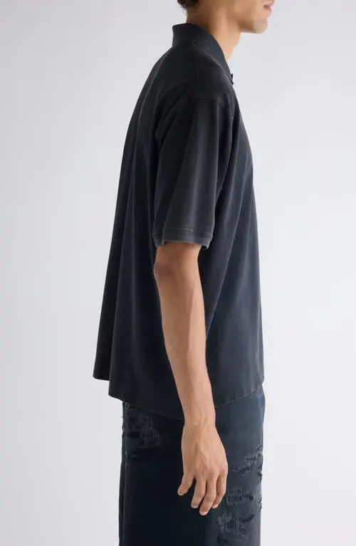 Acne Studios Egnes Logo Cotton Piqué Polo - Black