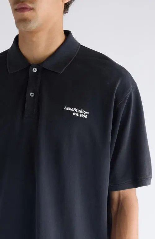 Acne Studios Egnes Logo Cotton Piqué Polo - Black