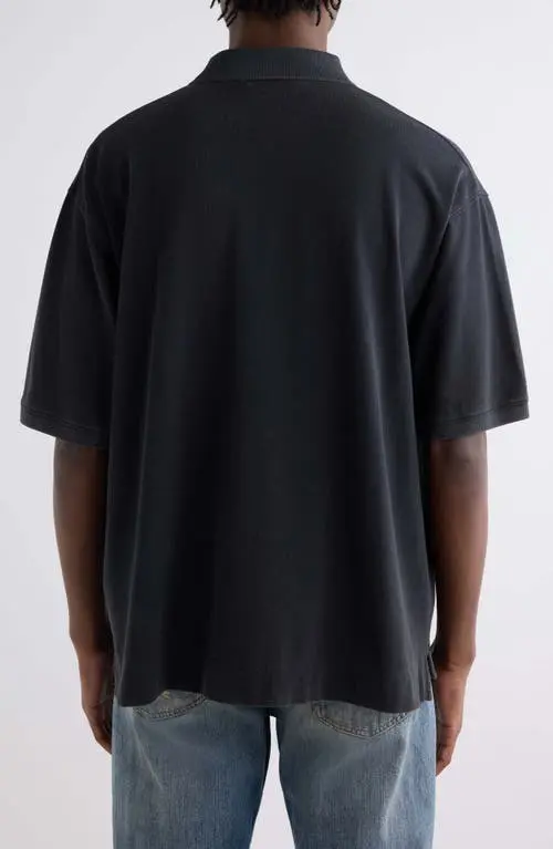 Acne Studios Egnes Logo Cotton Piqué Polo - Black