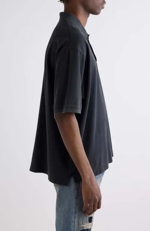 Acne Studios Egnes Logo Cotton Piqué Polo - Black