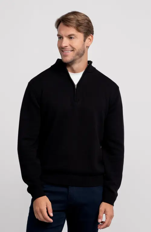 JACK ARCHER Quarter-zip Cotton Sweater - True Black