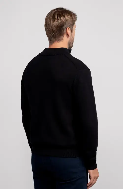 JACK ARCHER Quarter-zip Cotton Sweater - True Black