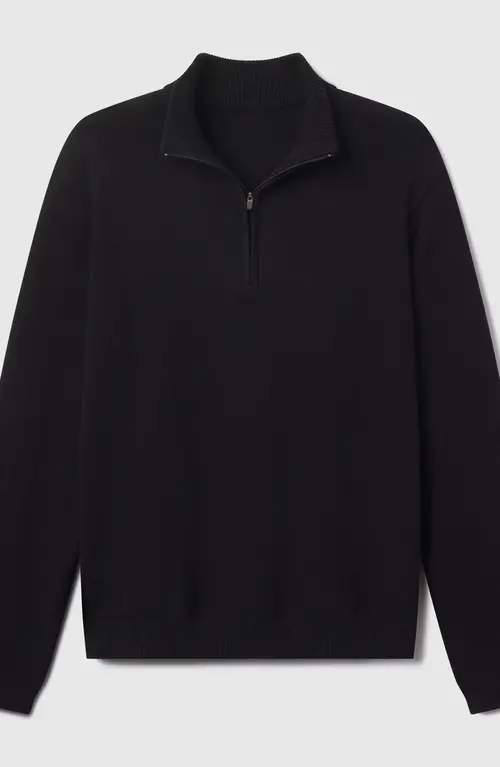 JACK ARCHER Quarter-zip Cotton Sweater - True Black