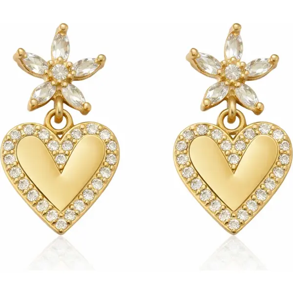 HOLLYWOOD SENSATION Bloom Heart Drop Earrings - Gold