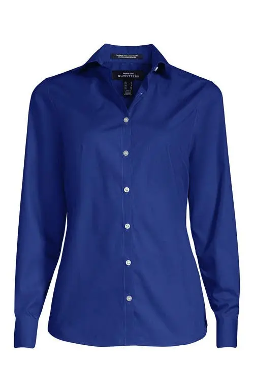 LANDS' END Long Sleeve Broadcloth Shirt - Dark Cobalt Blue