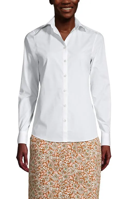 LANDS' END Long Sleeve Broadcloth Shirt - White
