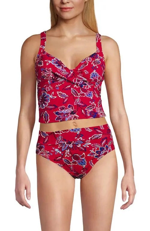 LANDS' END Sweetheart Wrap Midkini Top - Strawberry Vintage Floral