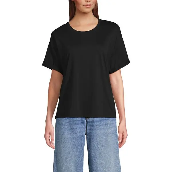 LANDS' END Oversized Supima Cotton Crew Neck T-shirt - Black