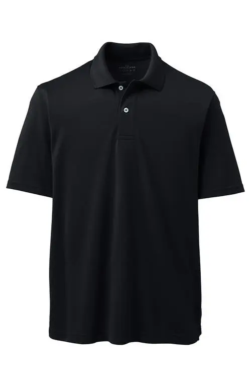 LANDS' END Short Sleeve Polyester Polo - Black