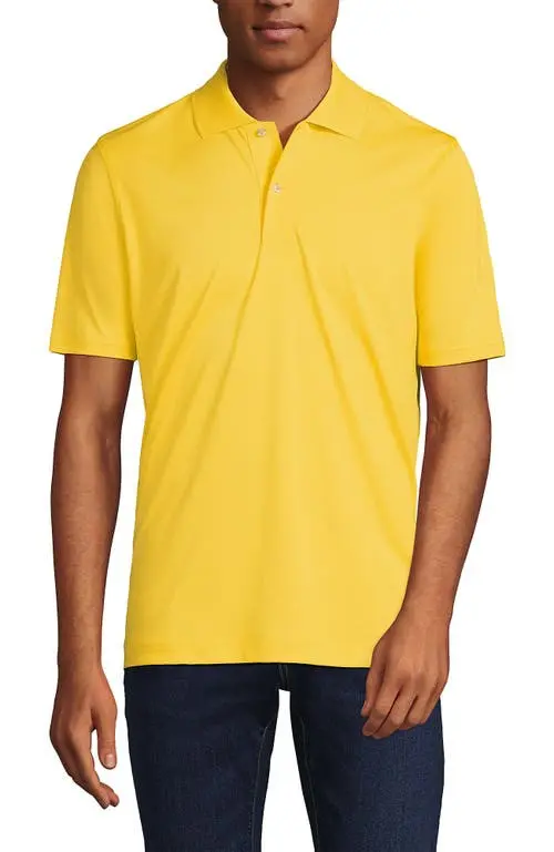 LANDS' END Short Sleeve Polyester Polo - Bright Lemon