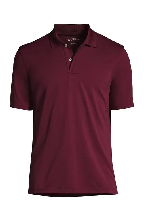 LANDS' END Short Sleeve Polyester Polo - Burgundy