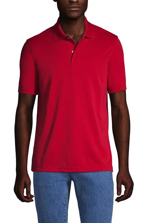 LANDS' END Short Sleeve Polyester Polo - Rich Red
