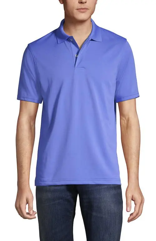 LANDS' END Short Sleeve Polyester Polo - True Blue