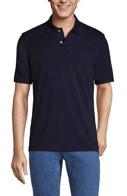 LANDS' END Short Sleeve Polyester Polo - True Navy