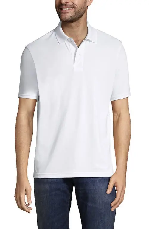 LANDS' END Short Sleeve Polyester Polo - White