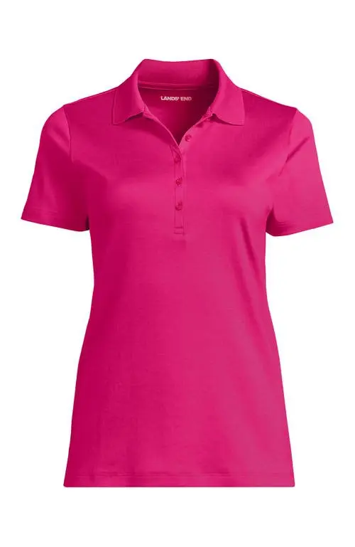 LANDS' END Supima Cotton Polo Shirt - Cherry Fuchsia