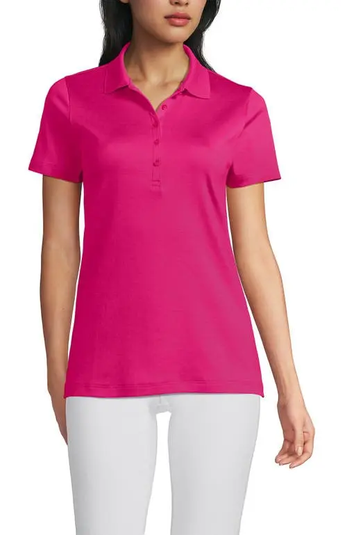 LANDS' END Supima Cotton Polo Shirt - Cherry Fuchsia